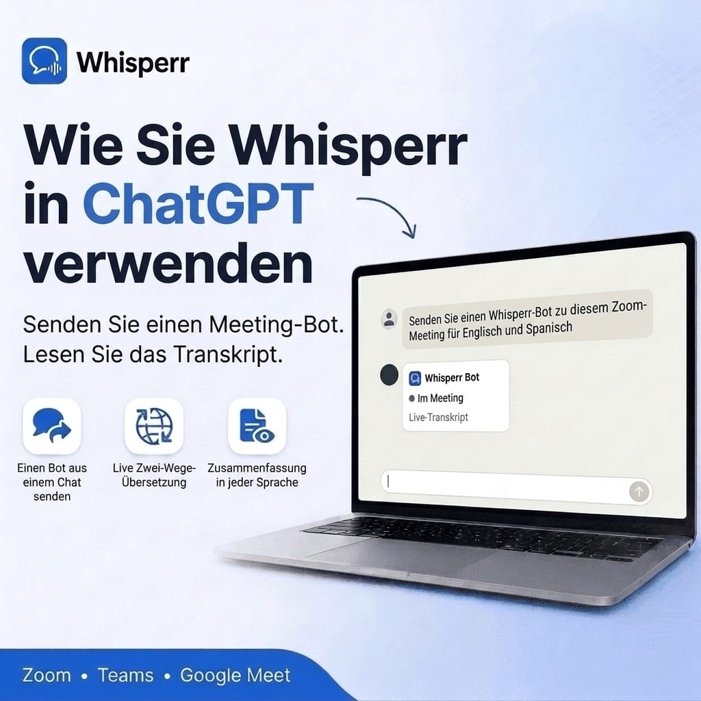 Meeting-Bot aus ChatGPT senden und Transkripte lesen (2026) | Whisperr Blog